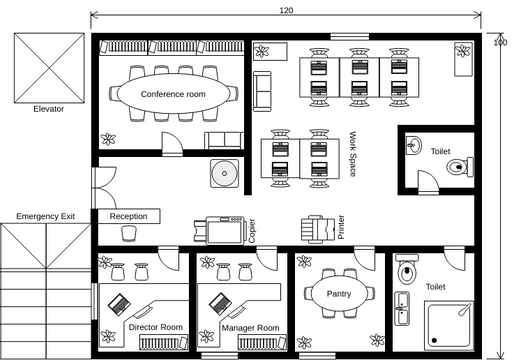 Office Floor Plan | Visual Paradigm User-Contributed Diagrams / Designs